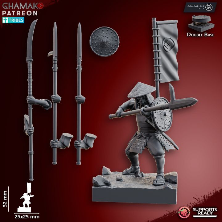 3D Printable Ashigaru (Yari & Naginata) by Ghamak